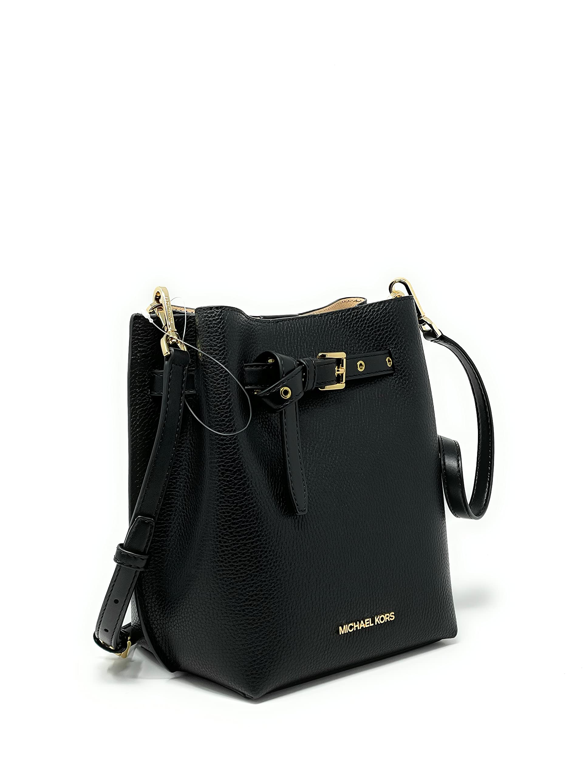 Michael Kors Emilia Small Drawstring Bucket Bag In (Black/Gold)