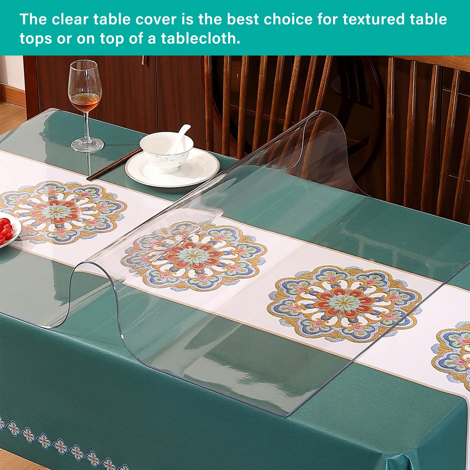 AimerGro 30x48 Inch Clear Plastic Pad Table Protector Cover Dining Room Tablecloth Office Desk Mat Easy Clean Heat Resistant Protection Glass Wood Tabletop Office Writing Desk Kitchen Coffee Table