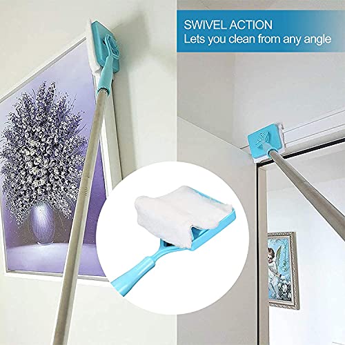Baseboard Cleaner Tool with Handle 5 Reusable Cleaning Pads by No-Bending Mop Baseboard Cleaner Tool Long Handle Baseboard Cleaner tool for cleaning skirting boards and moldings,Baseboard Mop