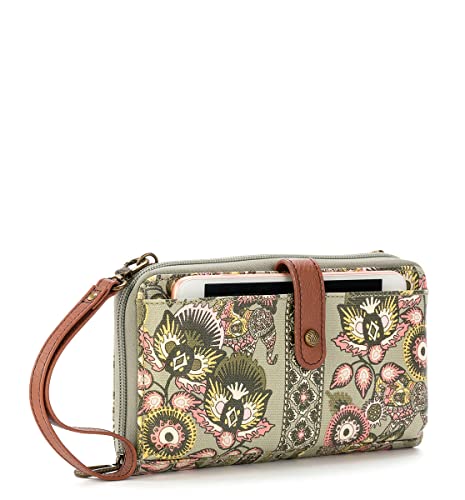 Sakroots womens Canvas, Large Smartphone Crossbody Bag in Coated Canvas Convertible Purse with Detachable Wristlet Strap I, Olive Tapestry World, One Size US