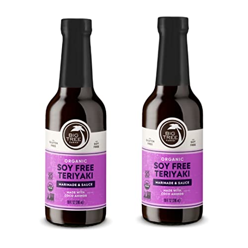 Big Tree Farms Organic Coco Aminos, Teriyaki Flavor, Soy Free, Vegan, Gluten Paleo, Certified Kosher, Whole30, Non GMO, Low Glycemic, Sodium, Sauce & Marinade Substitute, 10 oz (Pack of 2)