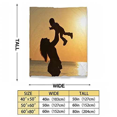Custom Blanket Personalized Blanket with Photos Text Customized Picture Blanket for Adults Kids Mom Fathers Birthday Christmas Halloween Valentines Day Gift,Photos Collage,1 Photo Collage 60''x50''