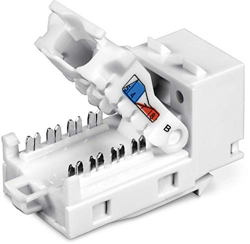 TRENDnet Cat6 Keystone Jack, 25-Pack Bundle, 90° Angle Termination, Compatible with Cat5, Cat5e, Cat6 Cabling, Color-Coded Labeling, Gold-Plated Contacts, Tool-Less Design, White, TC-K25C6