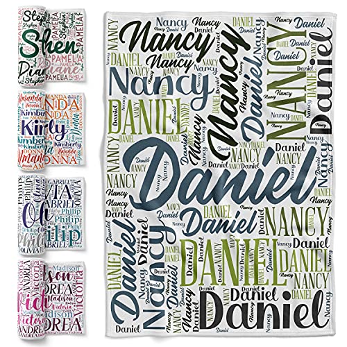 Custom Blanket, Personalized Throw Blankets, 40 x 60 Inches, Gift for Best Friend w/Word Art Names, 8 Colors Styles & Fonts, Flannel Blanket for Couples, Adults, Family, Blankets for Birthday Gift