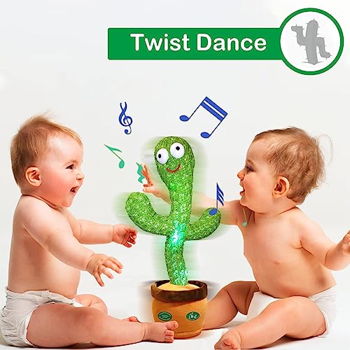 Pbooo Dancing Cactus Mimicking Toy,Talking Repeat Singing Sunny Cactus Toy 120 Pcs Songs for Baby 15S Record Your Sound Sing+Dancing+Recording+LED