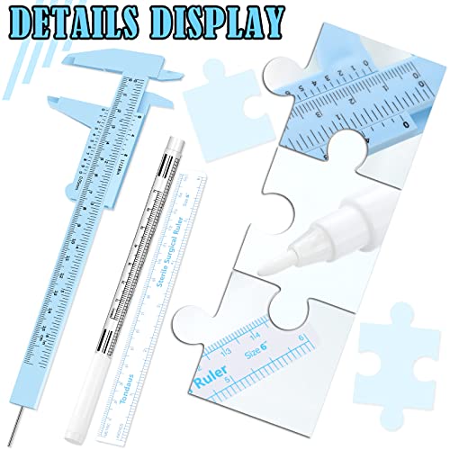 6 Pieces Eyebrow Tools 2 Pieces Eyebrow Measuring Ruler 2 Pieces Microblading White Marker Pen with Paper Ruler Skin Marker Eyebrow Permanent Makeup Position Mark Tools for Eyebrow Lips Skin