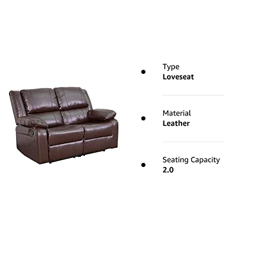 Flash Furniture Harmony Series Brown LeatherSoft Loveseat with Two Built-In Recliners