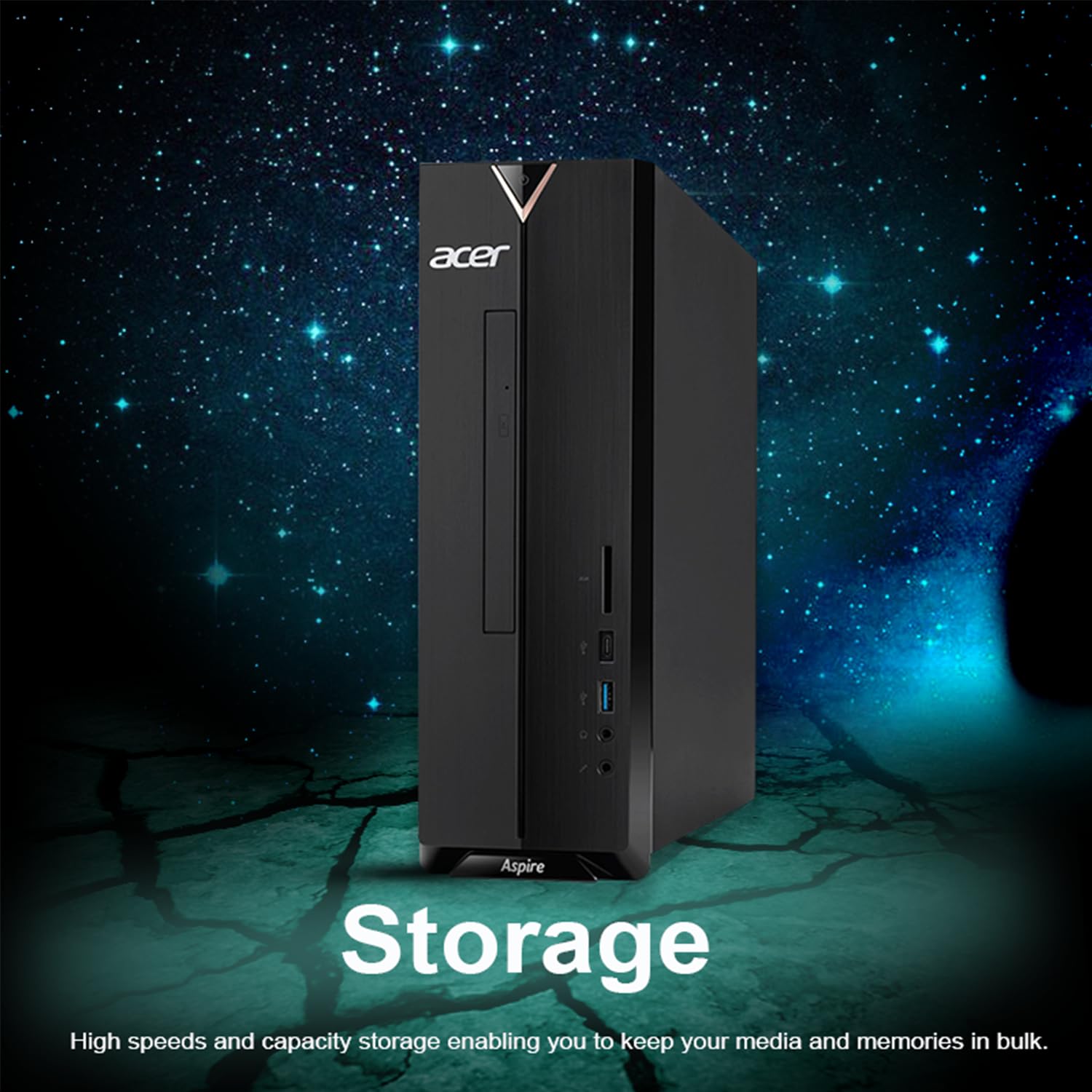 acer Aspire Tower Desktop, Intel Celeron J4125 Processor, 16GB RAM, 1TB PCIe SSD, DVD, VGA, HDMI, Wi-Fi, Wired KB & Mouse, Windows 11 Home, Black, D17W6