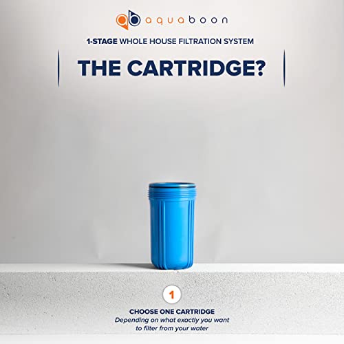 Aquaboon 4.5β x 10" Whole House Water Filter System with Pressure Release (1" Port) & Aquaboon 5 Micron 10" String Wound Sediment Water Filter Cartridge