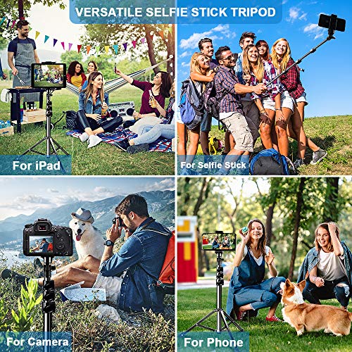 Selfie Stick Tripod, SAVEYOUR 51" Extendable Tripod Stand with Universal Phone/Pad Clip, Remote Shooting Compatible with iPhone & Android Devices, Phone Tripod for Video Shooting, Vlog, Selfie