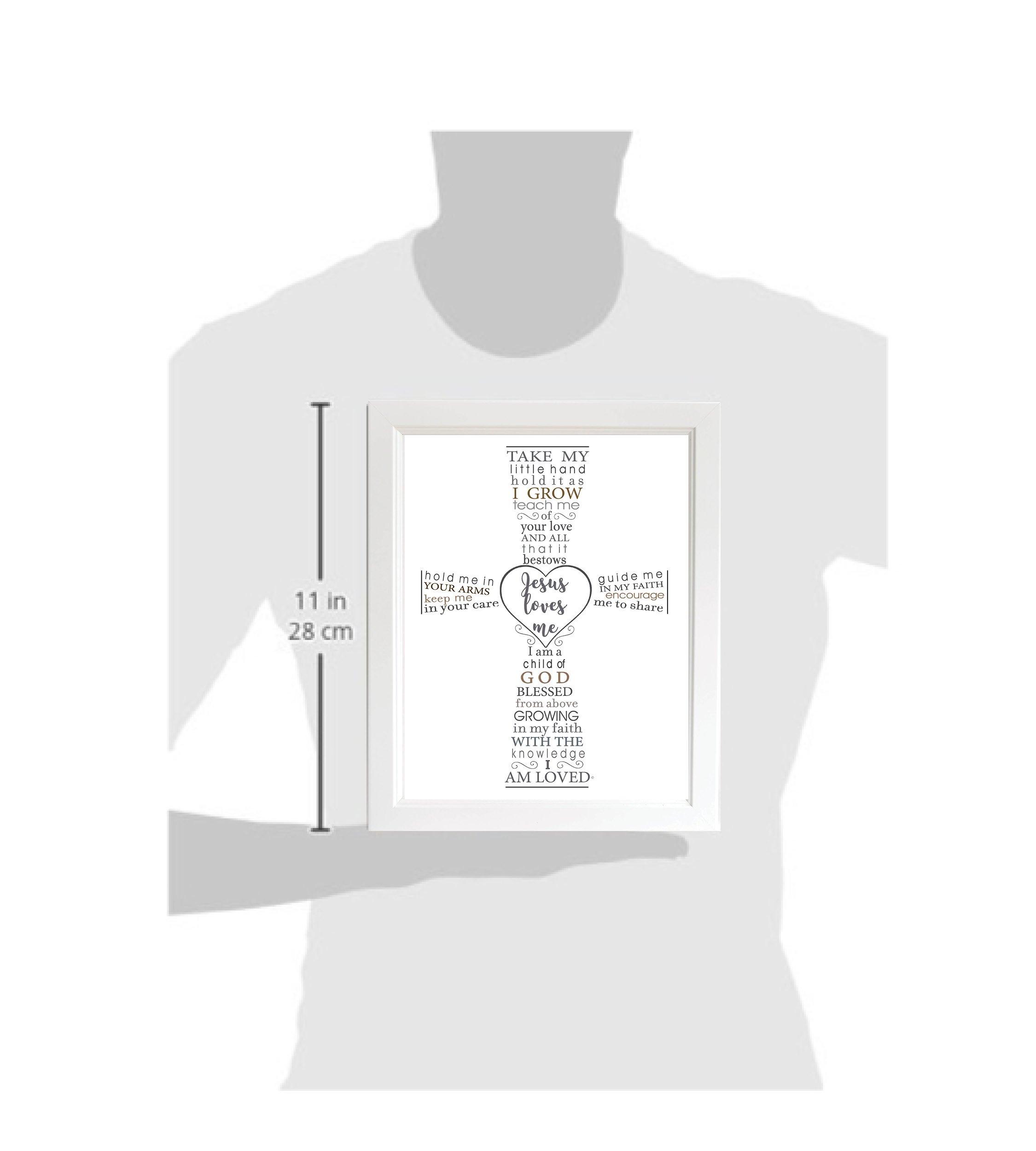 Jesus Loves Me Frame for Baby's Baptism, Dedication or Christening - Made in USA Frame - Gift for Granddaughter/Grandson/Godson/Goddaughter on Christening, Baptism, Dedication (White - Regular)