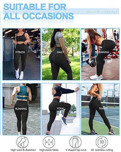 AIMILIA Women's High Waisted Butt Lifting Leggings Ruched Butt Seamless Booty Yoga Pants Tummy Control Sport Tights