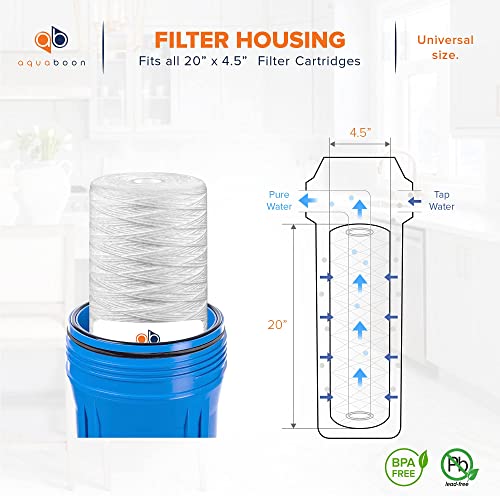 Aquaboon 5 Micron 20" x 4.5" String Wound Sediment Water Filter Cartridge | Whole House Sediment Filtration | Compatible with PC40-20, WP1BB20P, 355222-45, WPP-45200-01, WPP-45200-01, 84650, 1-Pack
