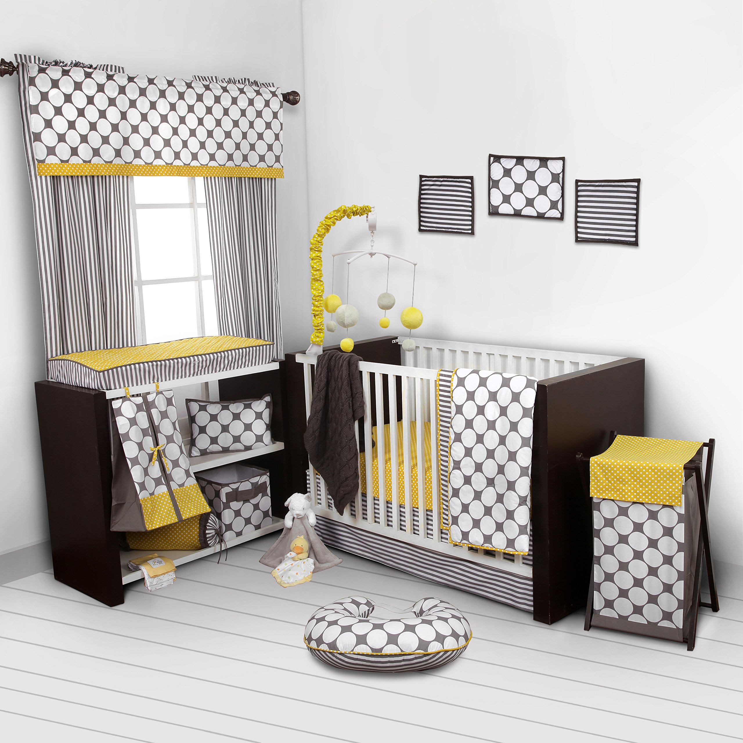Bacati - Dots/pin Stripes Yellow Pin Dots Changing Pad Cover