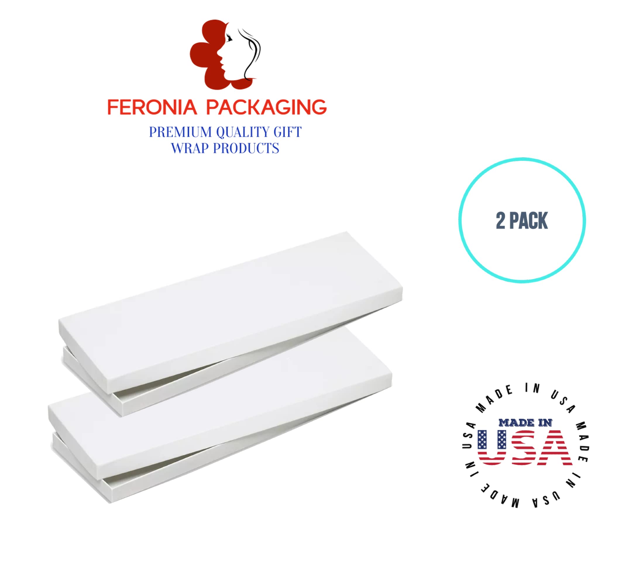 Feronia Packaging Gift Wrap Tie Boxes 14 x 4 1/2 x 3/4 Inch - 2 Pack (Black)