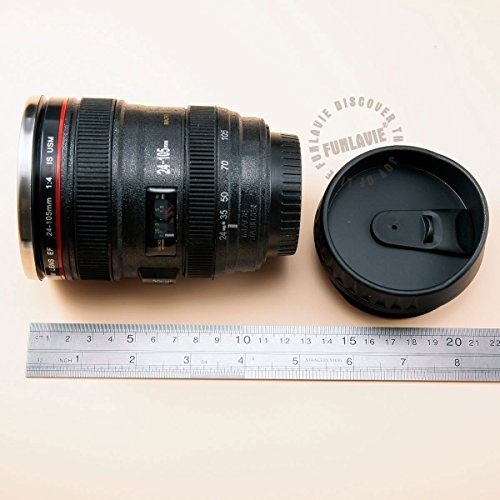 FUNLAVIE Camera Lens Mug Travel Coffee Mug Novelty Birthday Gifts for Women Men