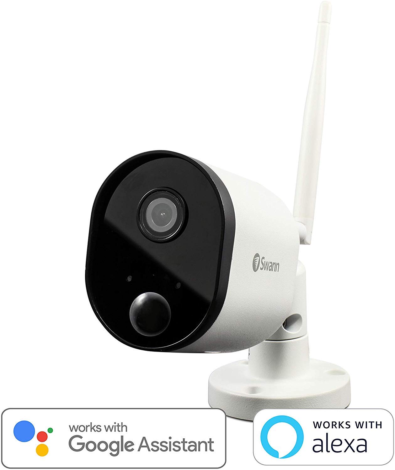 Swann Outdoor Home Security IP Camera, 1080p Wifi Surveillance Cam, IP66 Weatherproof Rating, Night Vision, Heat & Motion Sensor, Wi-Fi Alexa + Google, SWWHD-OUTCAM, White