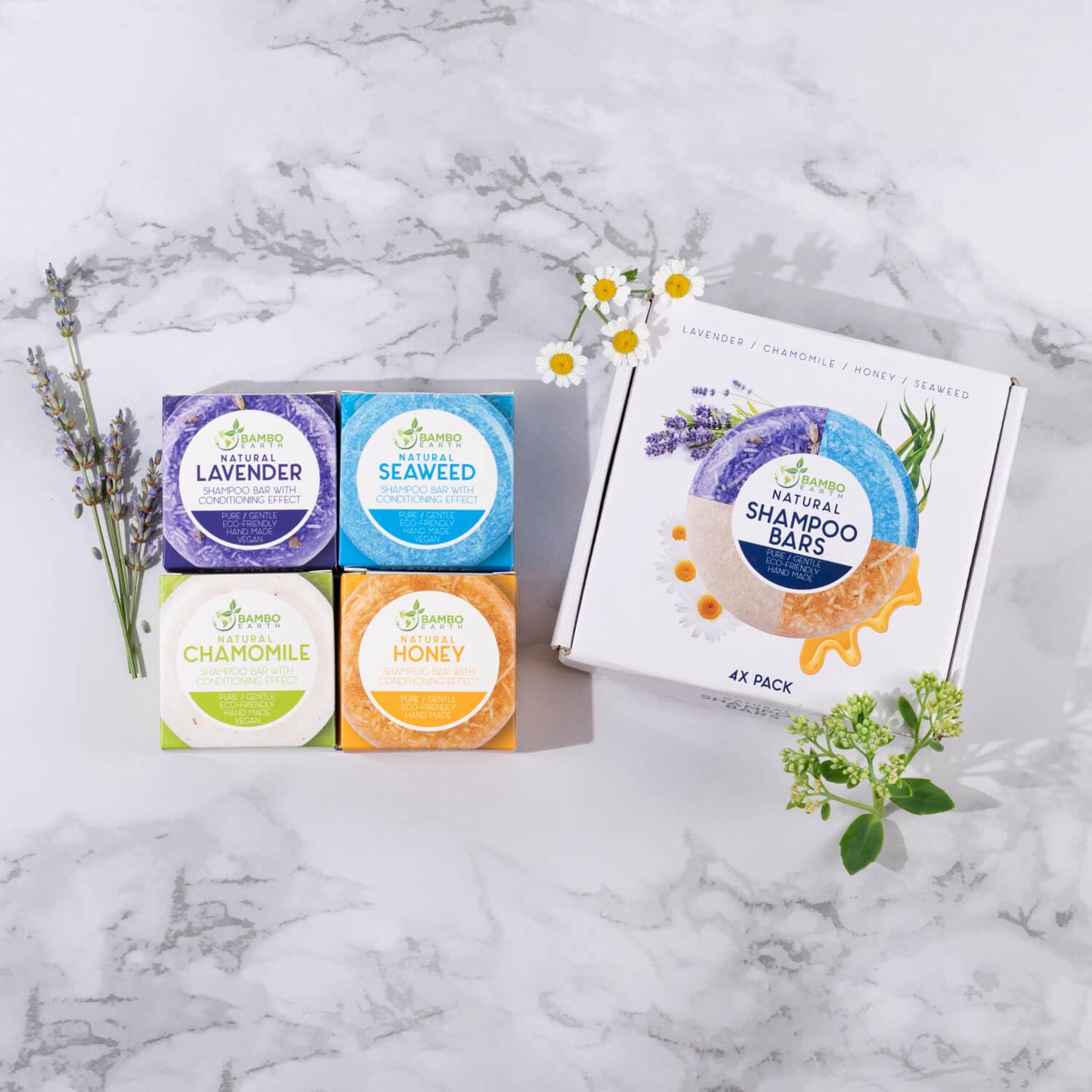 Solid Shampoo Bar And Conditioner Effect Hair Soap – 4 Pack 100% Organic Shampoo Bars For Hair With All Natural Plant Based Essential Oils And Eco Friendly Zero Waste Biodegradable Packaging
