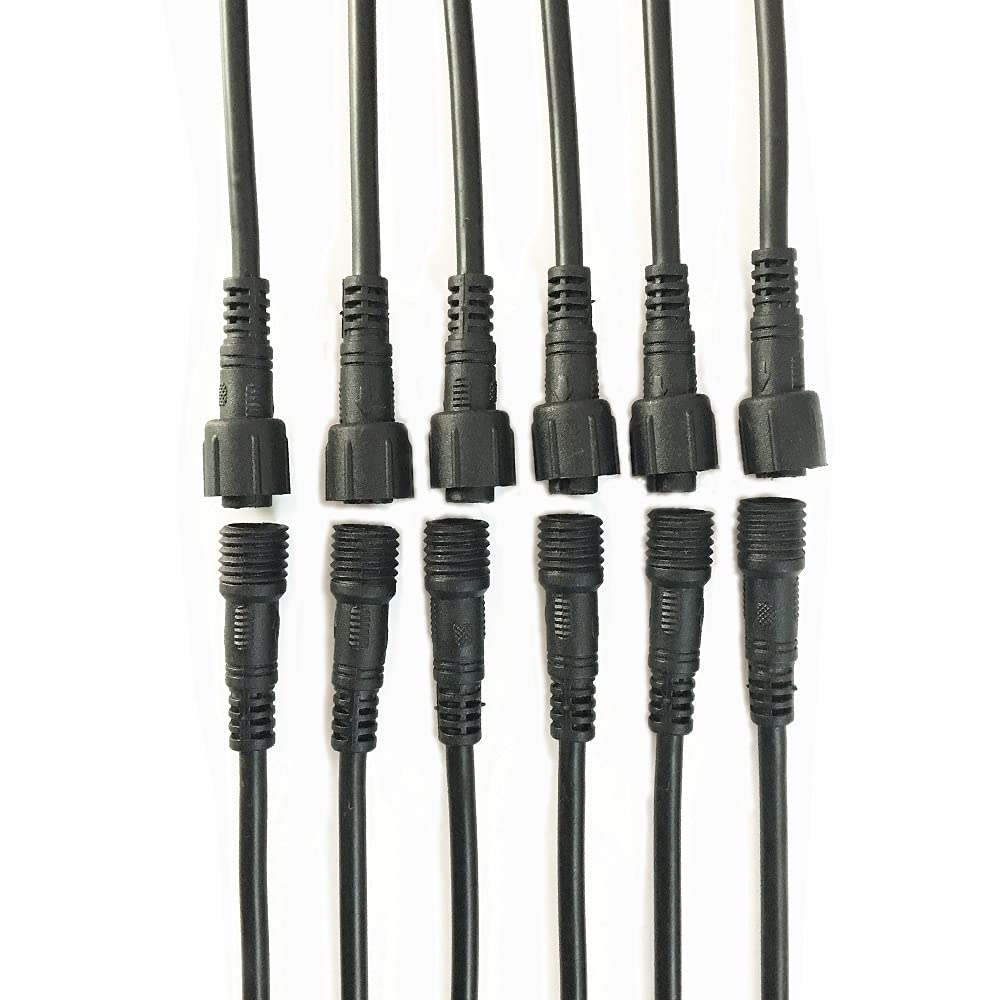 6 Pair Black 3 Pin Waterproof Connector,Waterproof Male Female Connector Cable led Connector,led 3 pin Waterproof Connector ,for for Garden Lights Path Lighting,Indoor/Outdoor LED Strip Lights