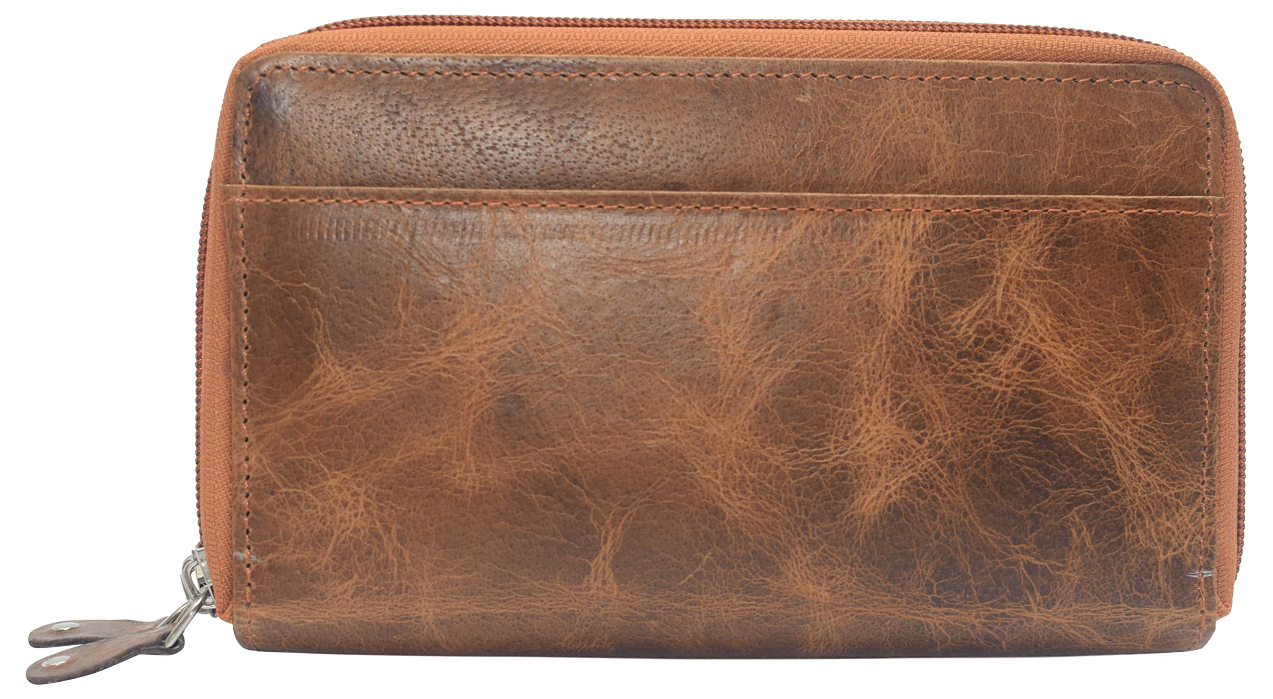Cavelio Leather Wallets for Women RFID Blocking Double Zip Around Credit Card Holder Phone Clutch (Tan)