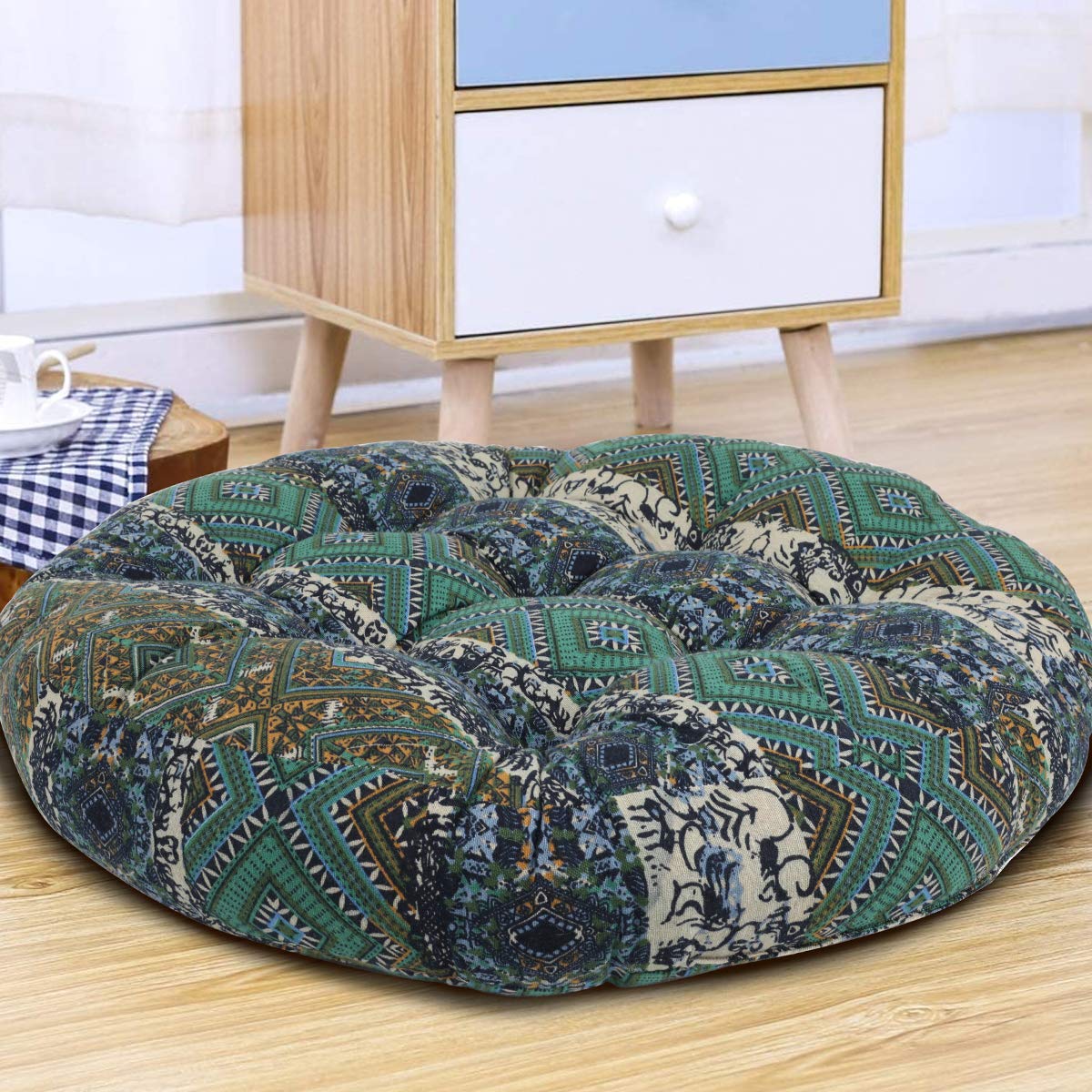 bilkoivn Meditation Pillow Exotic Custom Yoga Cushion India Seating Cushion for Bedroom Living Room Outdoor, Garden Party Decoration，Round