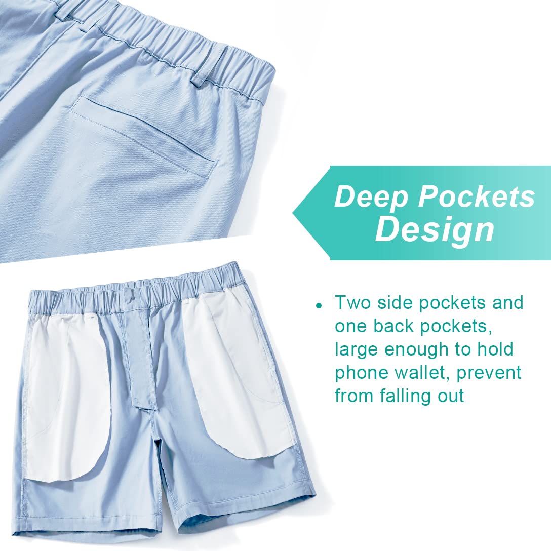 AIMPACT Mens 5.5 Inch Inseam Short Shorts Casual Stretch Shorts for Men Hybrid Shorts(LightBlue M)