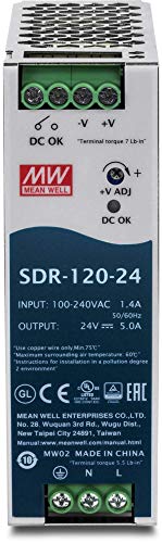 TRENDnet 120W, 24V, 5A AC to DC DIN-Rail Power Supply W/PFC Function, TI-S12024