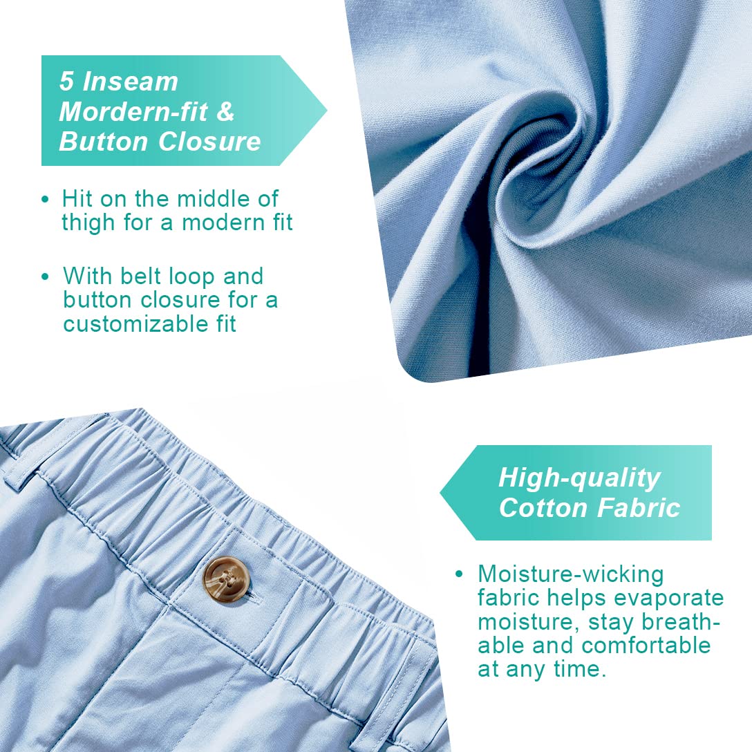 AIMPACT Mens 5.5 Inch Inseam Short Shorts Casual Stretch Shorts for Men Hybrid Shorts(LightBlue M)