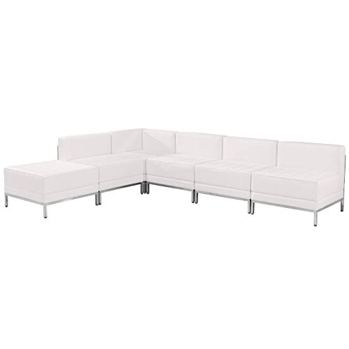 Flash Furniture HERCULES Imagination Series White LeatherSoft Sectional Configuration, 6 Pieces