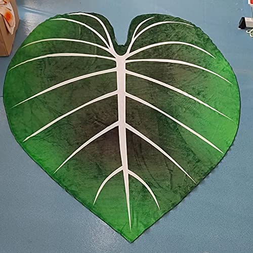 Cute Large Green Leaf Plush Blanket, Soft and Comfortable Novelty Blanket, Flowers Botanical Leaves Pattern Throw Blanket for Bedroom Living Rooms Sofa Camping Bed Blanket