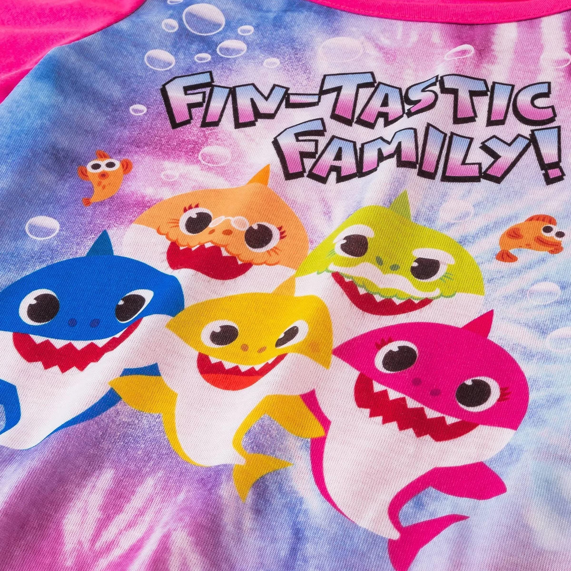 Baby Shark Girls FIN-TASTIC FAMILY 3pc Pajama Set, Fuchsia, 4T