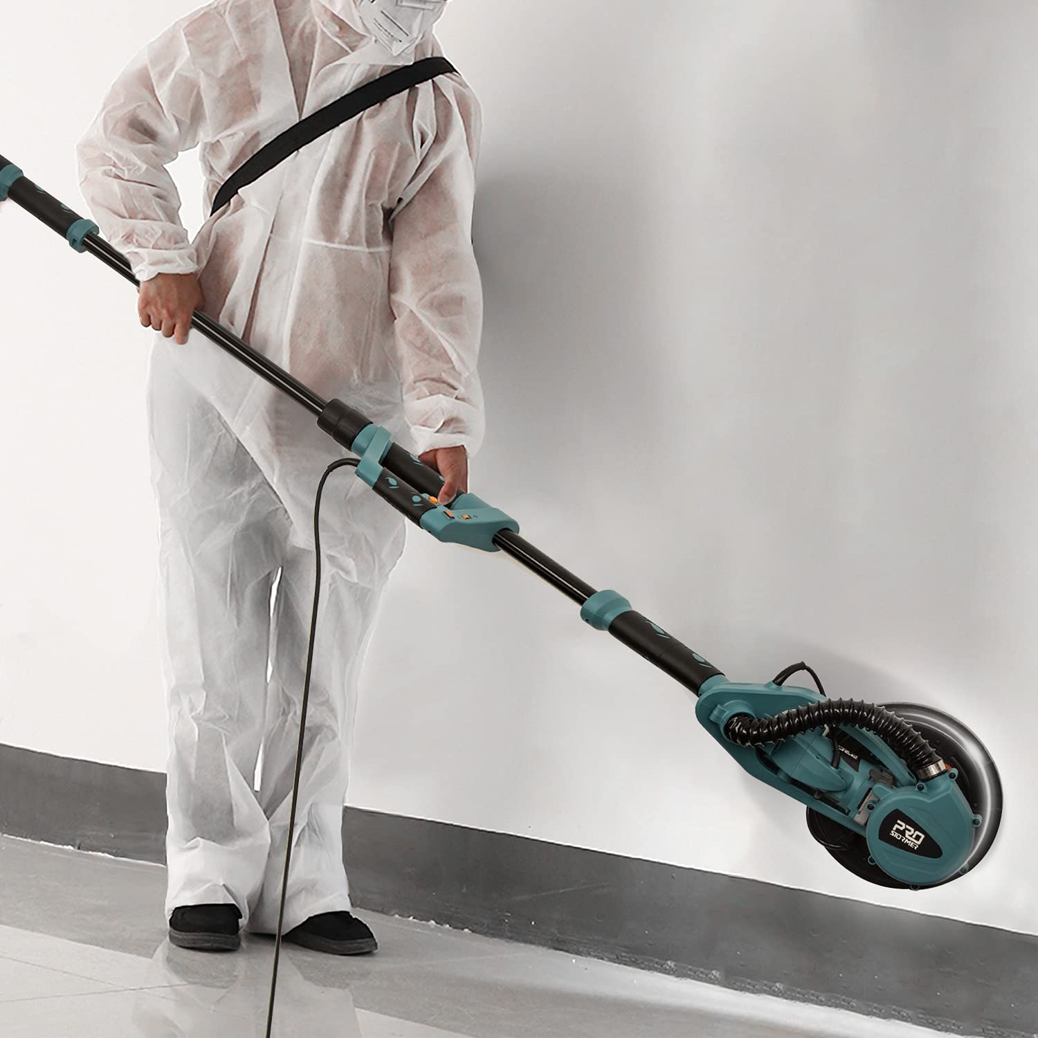 Drywall Sander, Prostormer 6.5A Electric Drywall Sander Machine with Automatic Vacuum System, 500 to 1800RPM Variable Speeds, LED Light, 13Pcs Sanding Pads, Extendable Handle and Carrying Bag