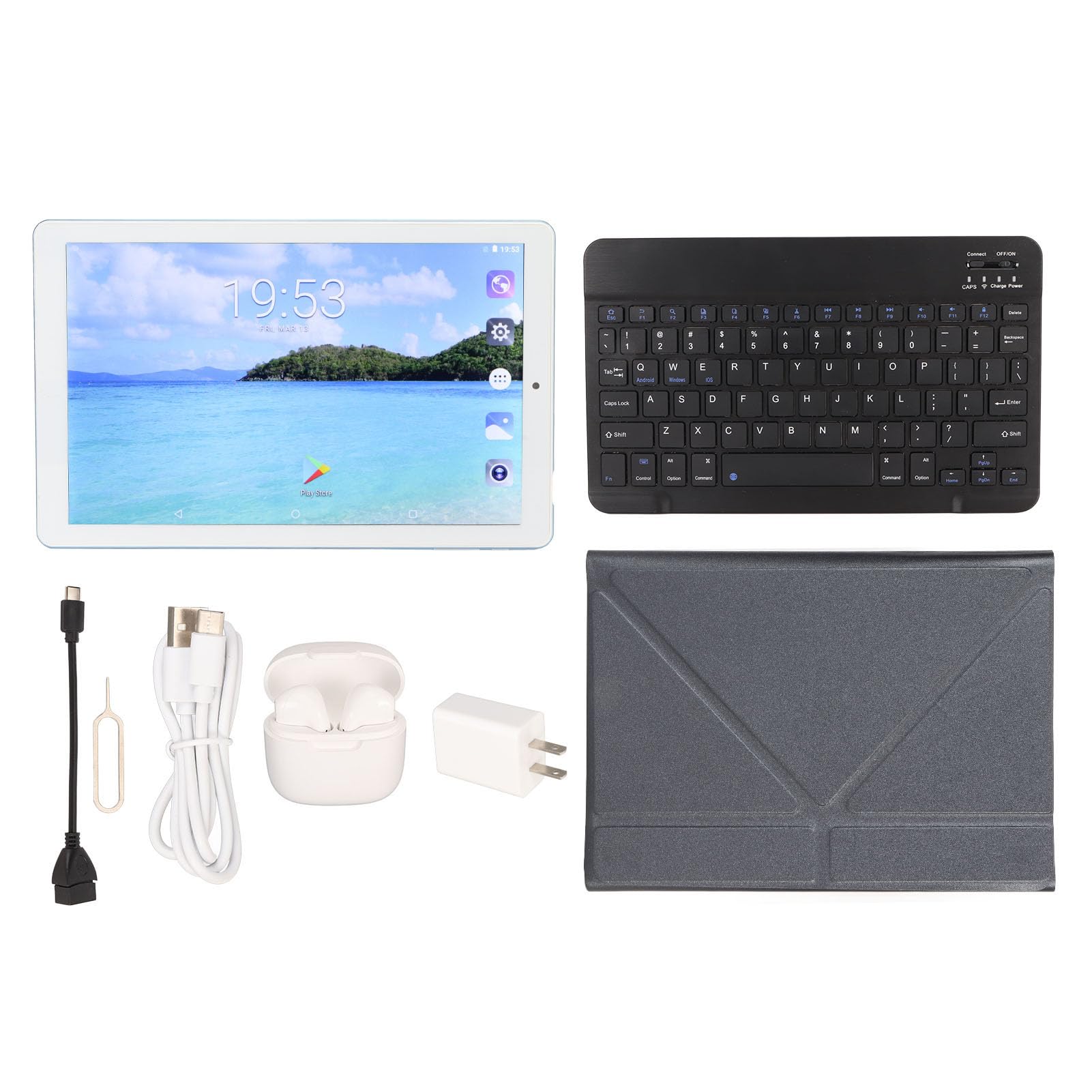 Acogedor 10.1 Inch 2 in 1 Tablet,11.0, 5G WiFi, 4GB RAM 64GB ROM, 1920X1200 HD Touch Display, Dual Speakers, 8800mAh Battery (US Plug)