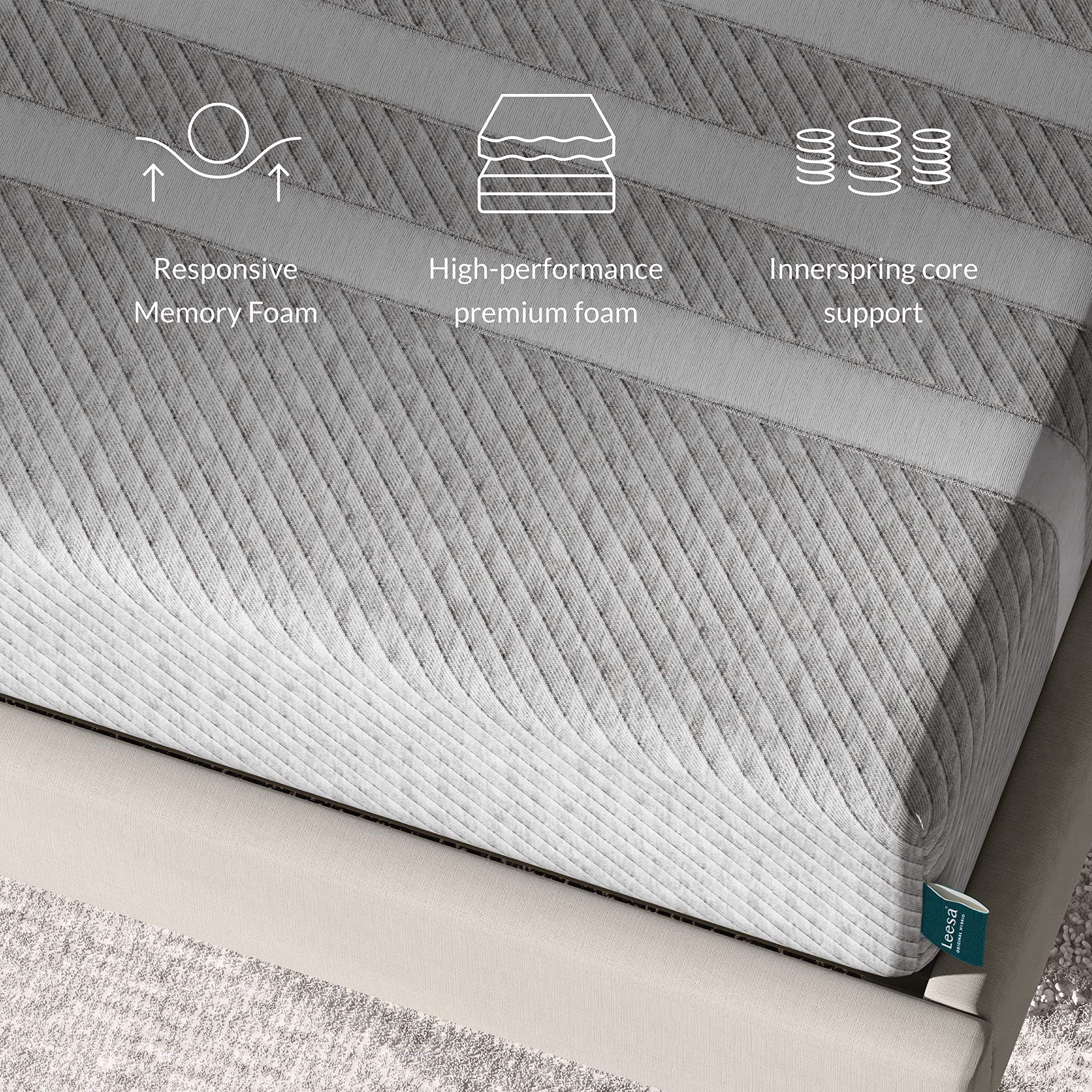 Leesa Original Hybrid 11" Mattress, Queen, Premium Cooling Foam and Individually Wrapped Springs/CertiPUR-US Certified /100-Night Trial