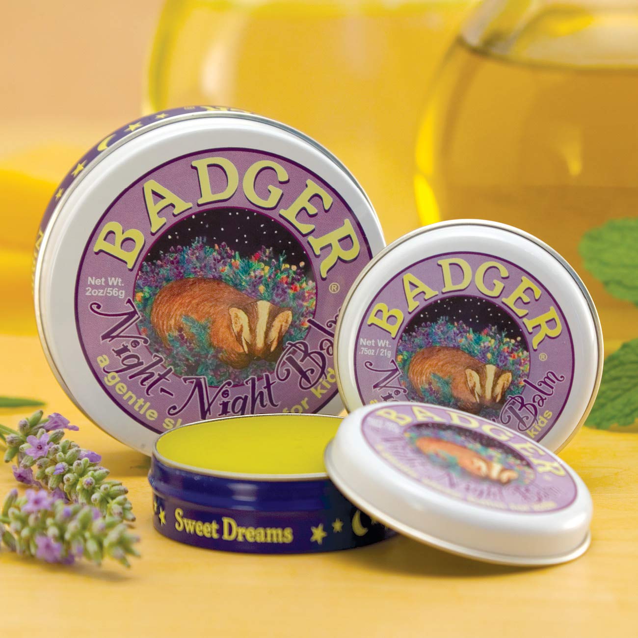 Badger - Night Night Balm, Chamomile & Lavender, Natural Sleep Balm for Kids, Relaxing Scented Balm for Children, Kids Organic Sleep Balm, 0.75 oz