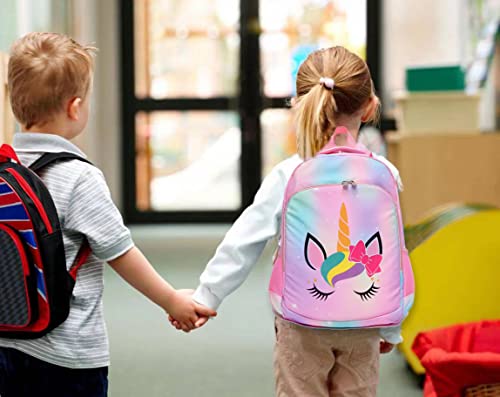BIBDOO Kids Backpack for Girls with Insulated Lunch Box Toddler School Bag Set (Unicorn)