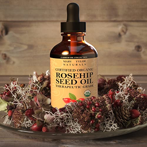 Mary Tylor Naturals Organic Rosehip Seed Oil 4 oz — USDA Certified Cold Pressed, Unrefined 100% Pure Rose Hip oil, Natural Moisturizer