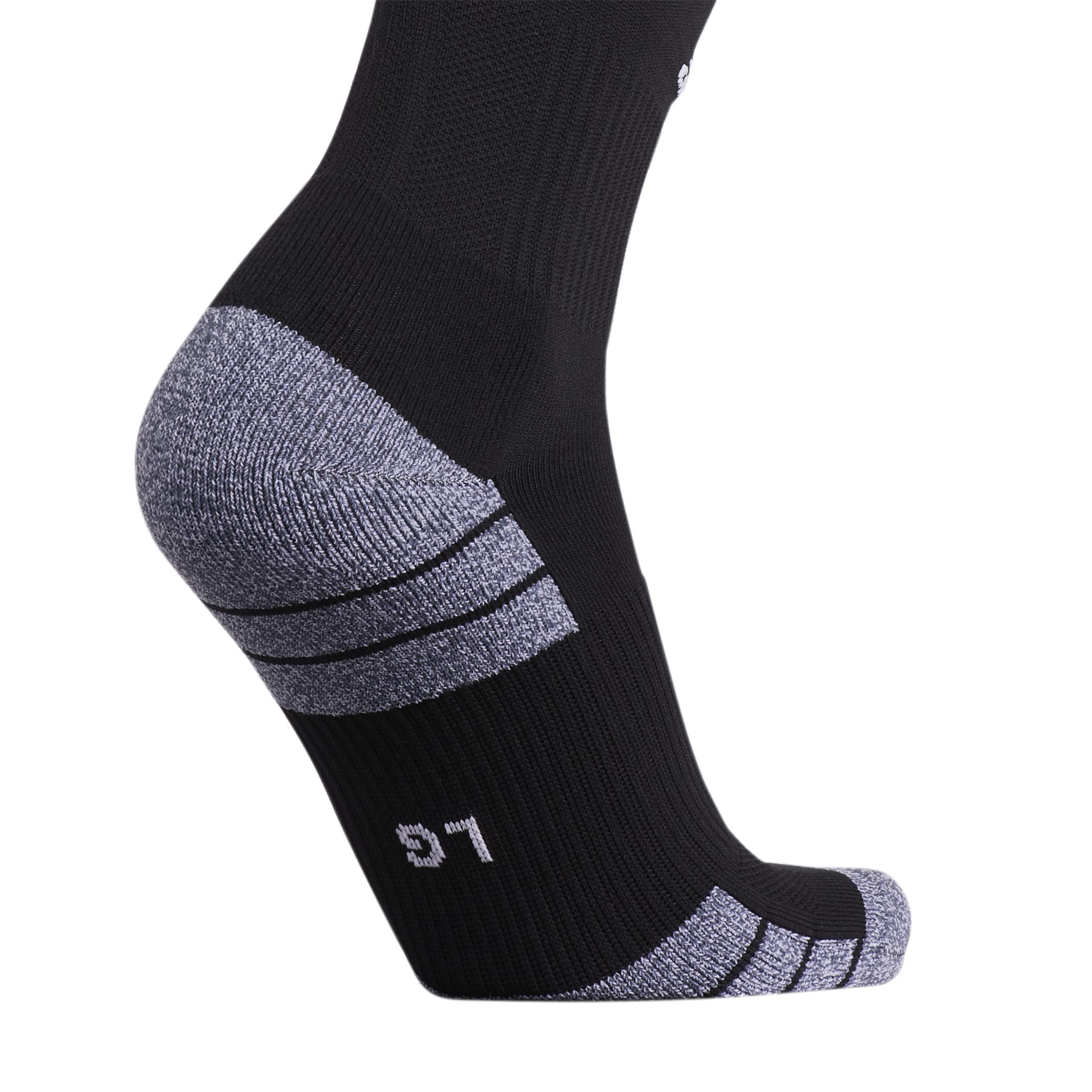 adidas 3-Stripe Hoop Soccer Socks (1-Pair) with Arch Compression for a Secure fit, Black/White, Small