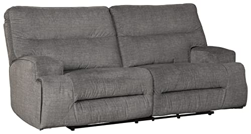 Signature Design by Ashley Coombs Oversized Contemporary 2 Seat Manual Pull Tab Reclining Sofa, Gray