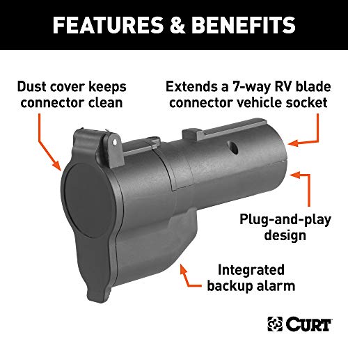 CURT 57727 Truck Backup Alarm for 7-Way RV Blade Trailer Wiring , Black