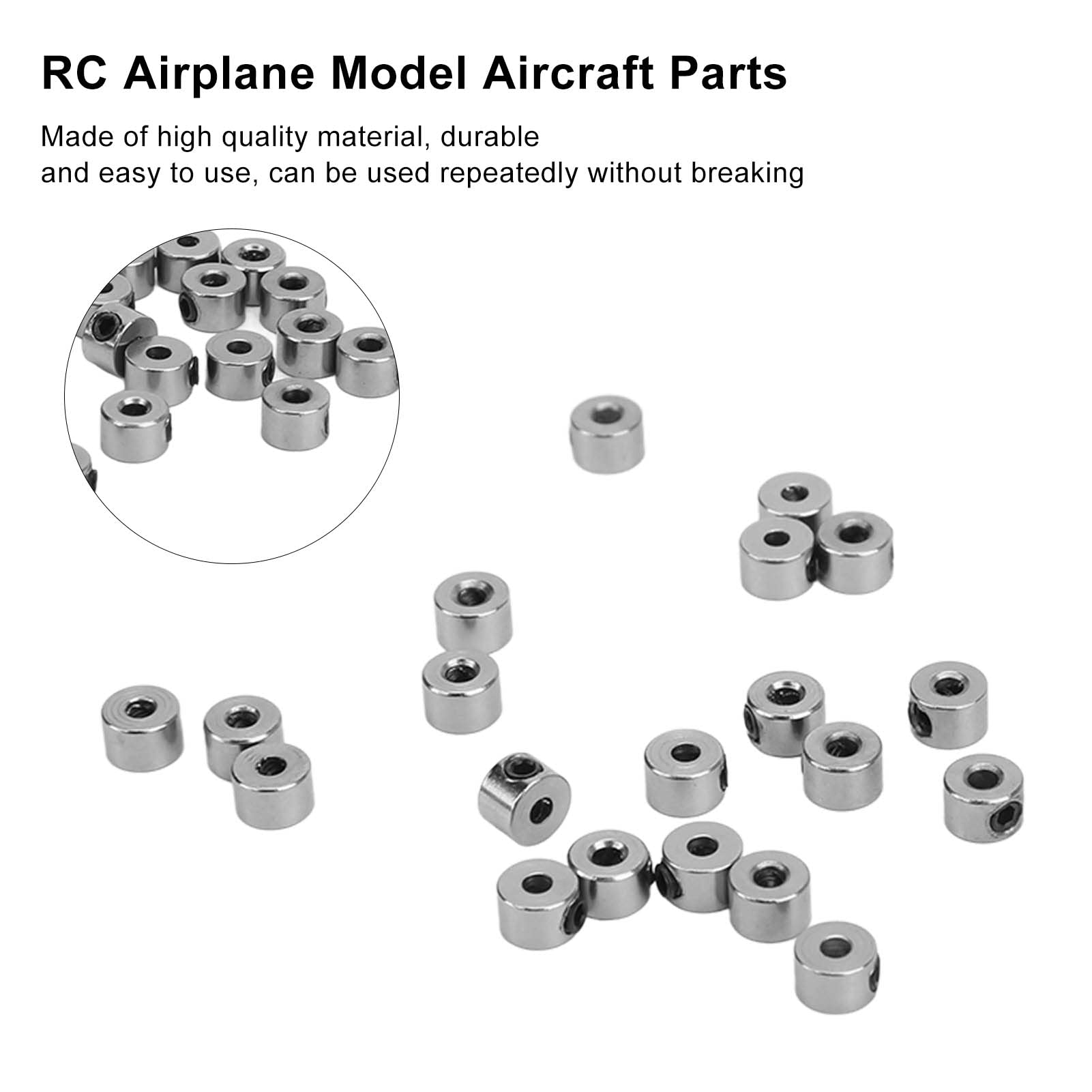 Dilwe Shaft Collar, Landing Gear Stopper Set Wheel Collar Ring, Stainless Steel 2.1mm Landing Gear Stopper Set Wheel Collar RC Airplane Accessory