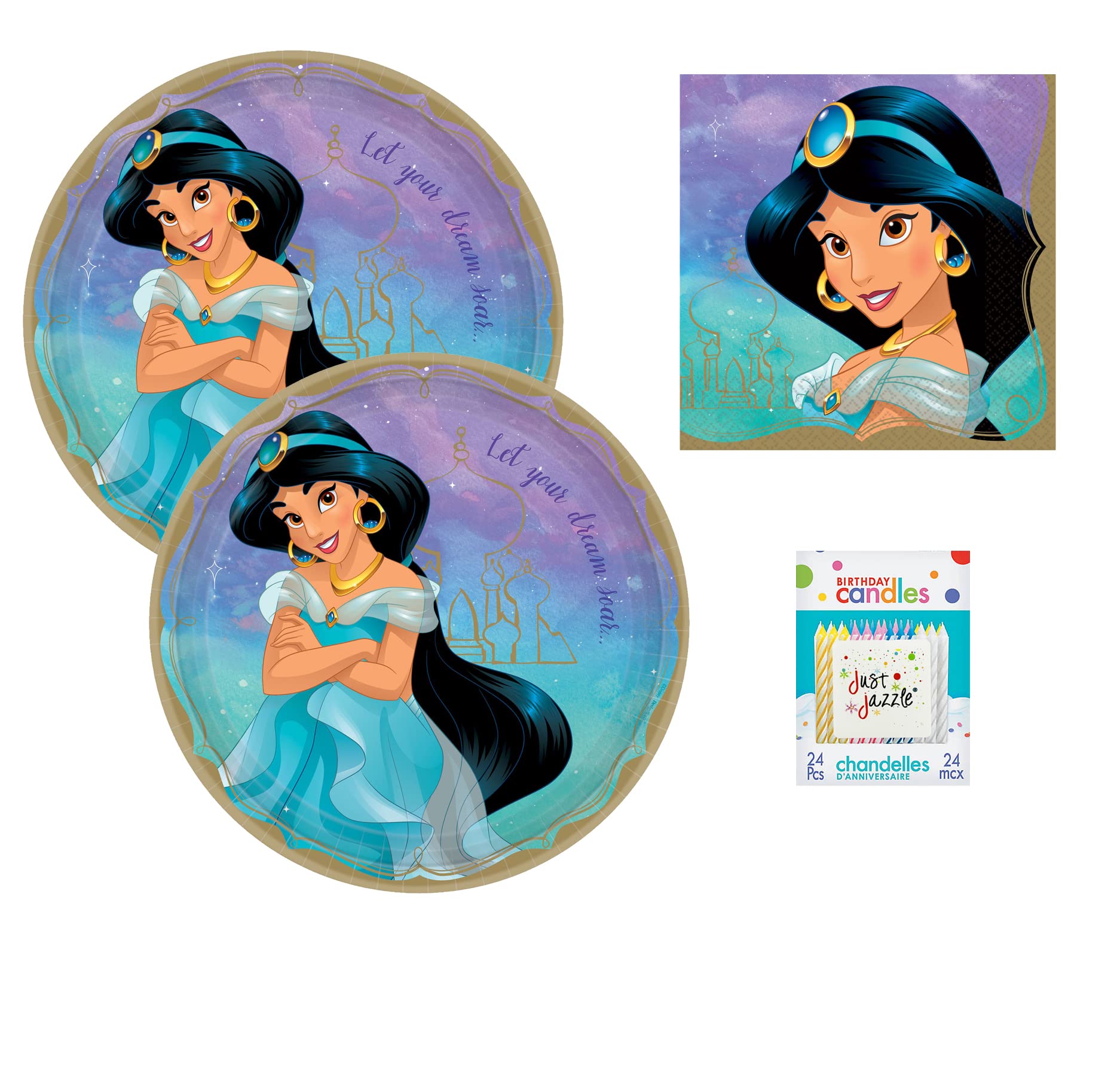 Amscan Disney Princess Jasmine Birthday Party Tableware Kit Napkins, Plates Bundle, 16 Guests by Just Jazzle