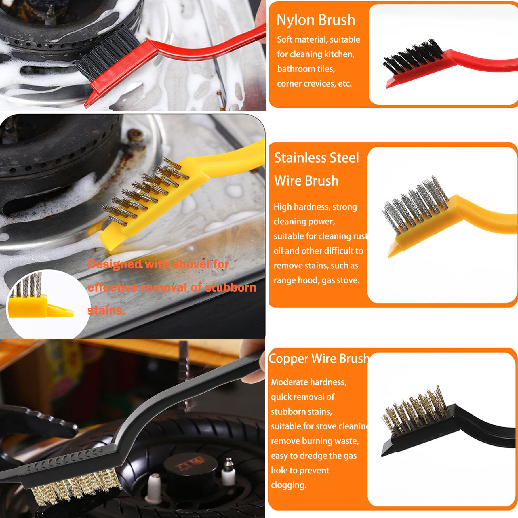 9 Pcs Hard Bristle Crevice Cleaning Brushes for Household Use, Gap Cleaning Brush Multifunctional Small Corner Cleaning Brush Set Tool for Groove Window Tracks Bathroom Kitchen