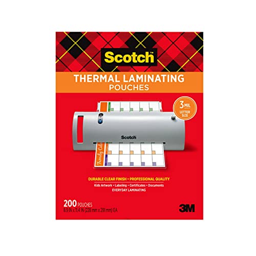 Surebonder Cordless Hot Glue Gun, High Temperature, Full Size & Scotch Thermal Laminating Pouches, 200-Pack, 8.9 x 11.4 Inches, Letter Size Sheets, Clear, 3-Mil (TP3854-200)