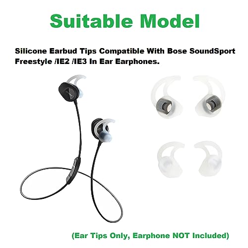 CYADCI Earbud Tips Medium 3 Pairs Soft and Comfortable Silicone Earbud Tips Noise Isolation Tips White Earbud Replacement Tips Compatible with Bose SoundSport Freestyle /IE2 /IE3 Earphones