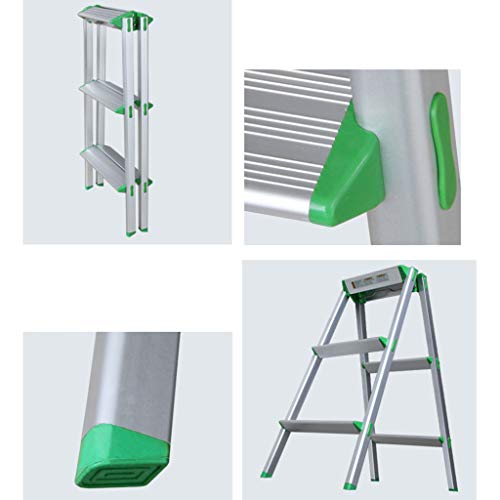 PENGJIE Folding Ladder Step Stool Ladder 3 Step Folding Aluminum Stool Heavy Duty Steel Portable Anti Slip Mat Tread Compact 120 Kg Capacity