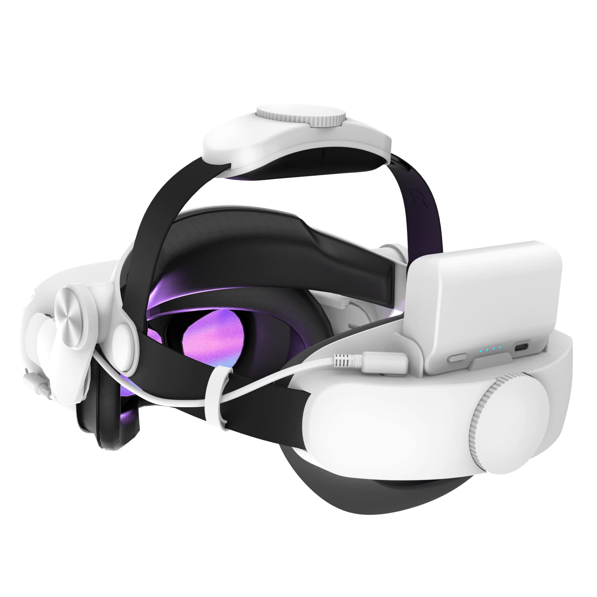 AIOBUVR 7000mAh Battery Pack Head Strap Accessories Compatible with Oculus Quest 2, Replaceable Hot Swap Battery,Double Angle Size Adjustment Design Head Strap for Enhanced Support and Comfort in VR