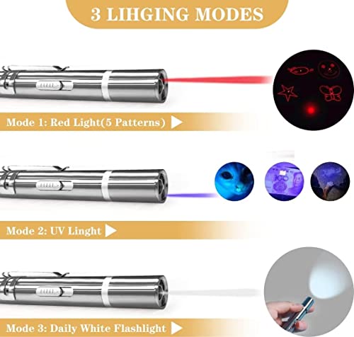 Cyahvtl Laser Pointer, Cat Toys for Indoor Cats, Kitten Dog Laser Pen Toy, Red Dot LED Light Pointer Interactive Toys for Indoor Cats Dogs, USB Charging, 5 Switchable Patterns