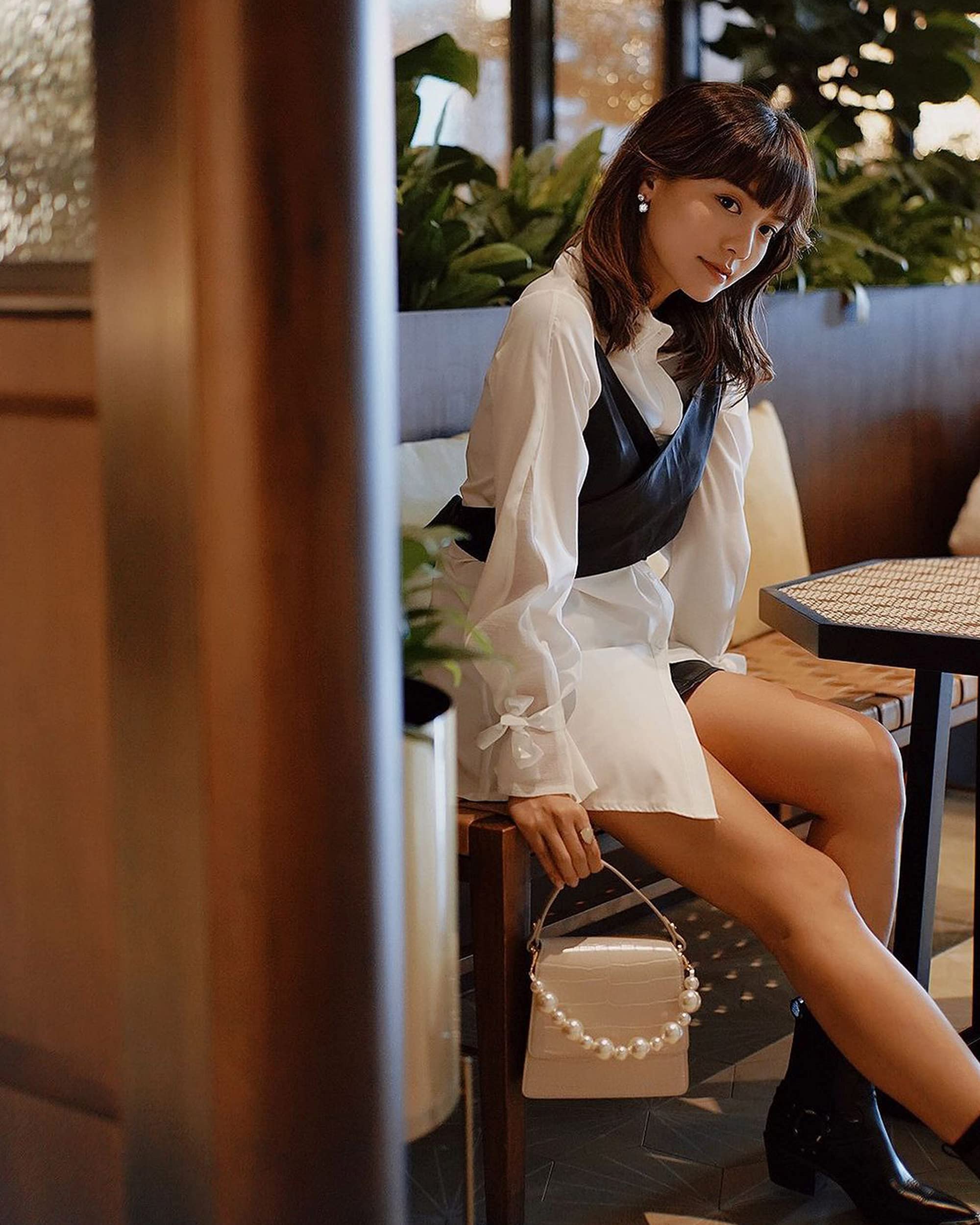 JW PEI Small Top-handle Handbag Vegan Leather Anna Faux Pearl Chain Accessories for DIY Hand bags