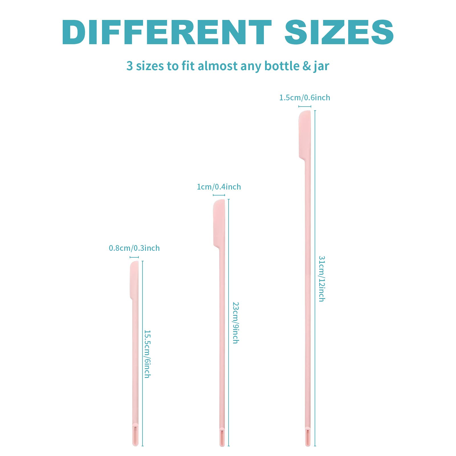 9 Pieces 3 Sizes Silicone Spatula for Beauty and Kitchen Silicone Makeup Spatula Silicone Bottle Scraper Spatula Lotion Spatula for Girls and Women (Pink)